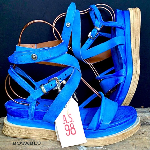 A.S.98 | Shoes | As98 As98 Labo Cobalt Blue Strappy Platform Wedge Open ...